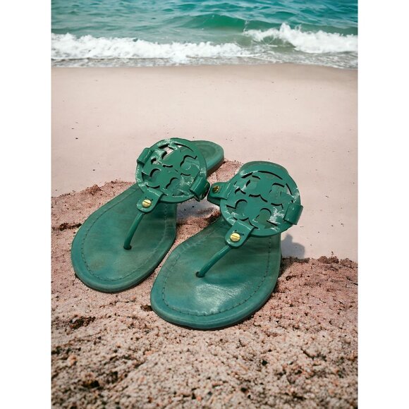 Tory Burch | Shoes | Tory Burch Miller Turquoise Sandals Gold Tone ...